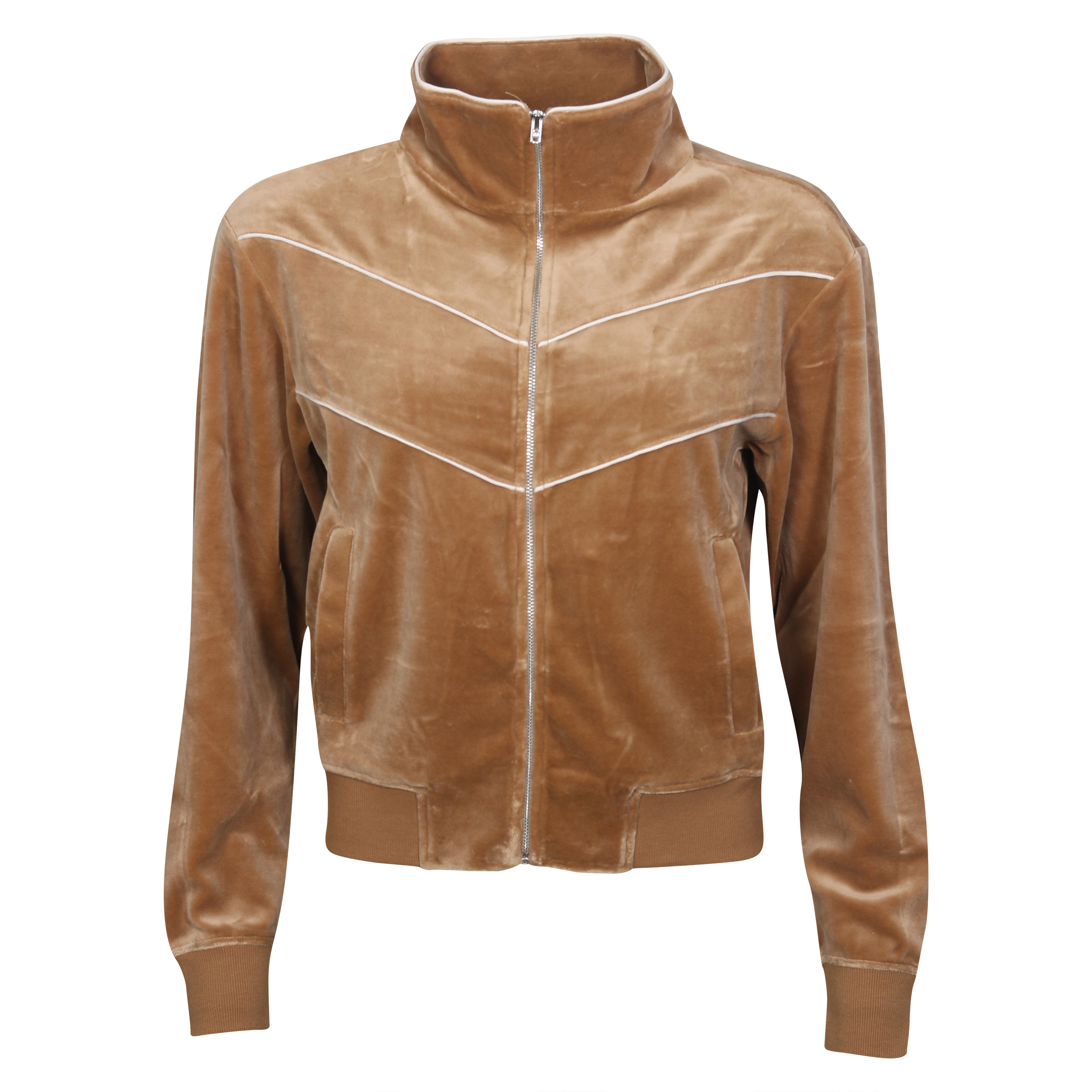 Women's Nili Lotan Napa Velour Track Jacket in Camel S