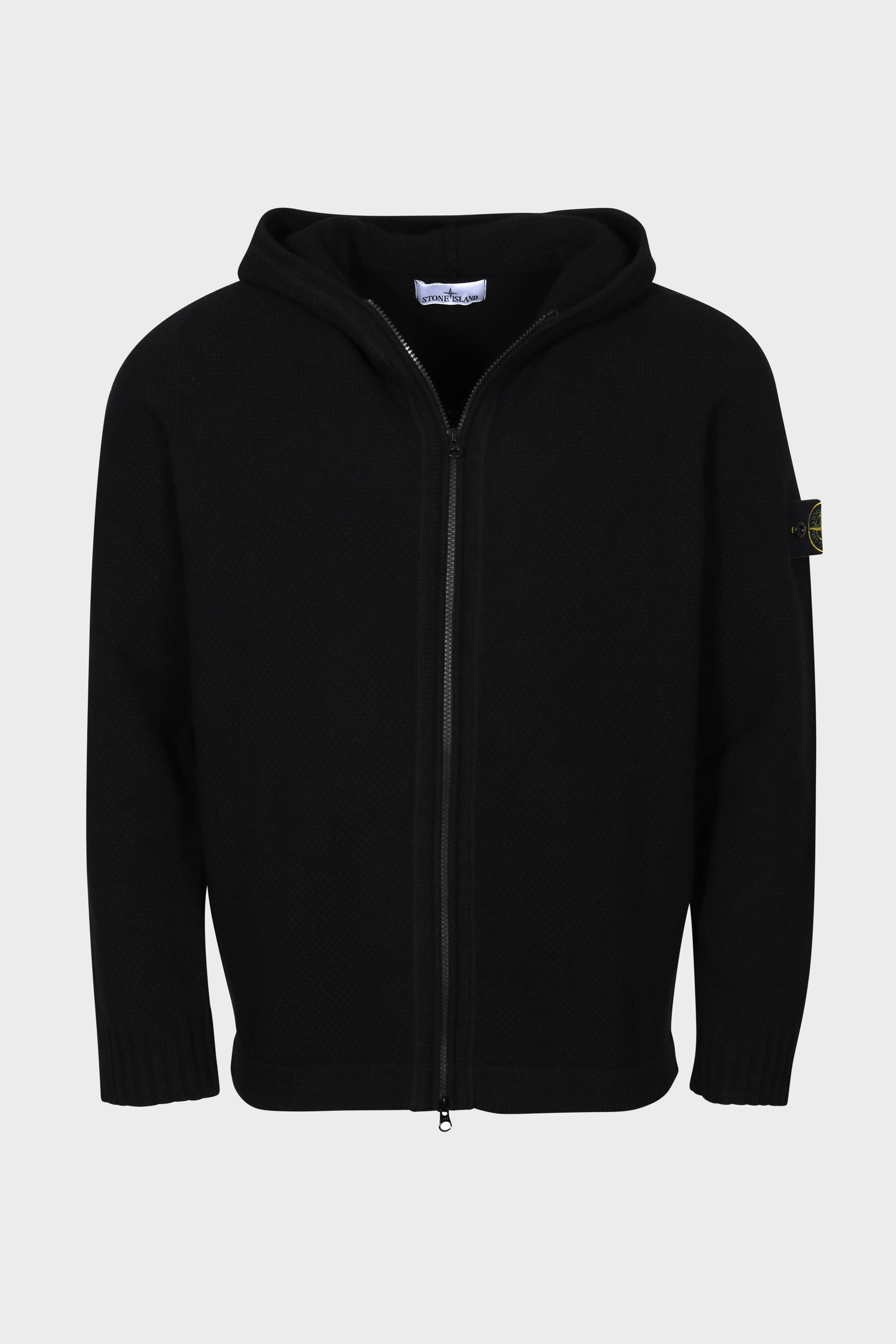 STONE ISLAND Knit Zip Pullover in Black 3XL