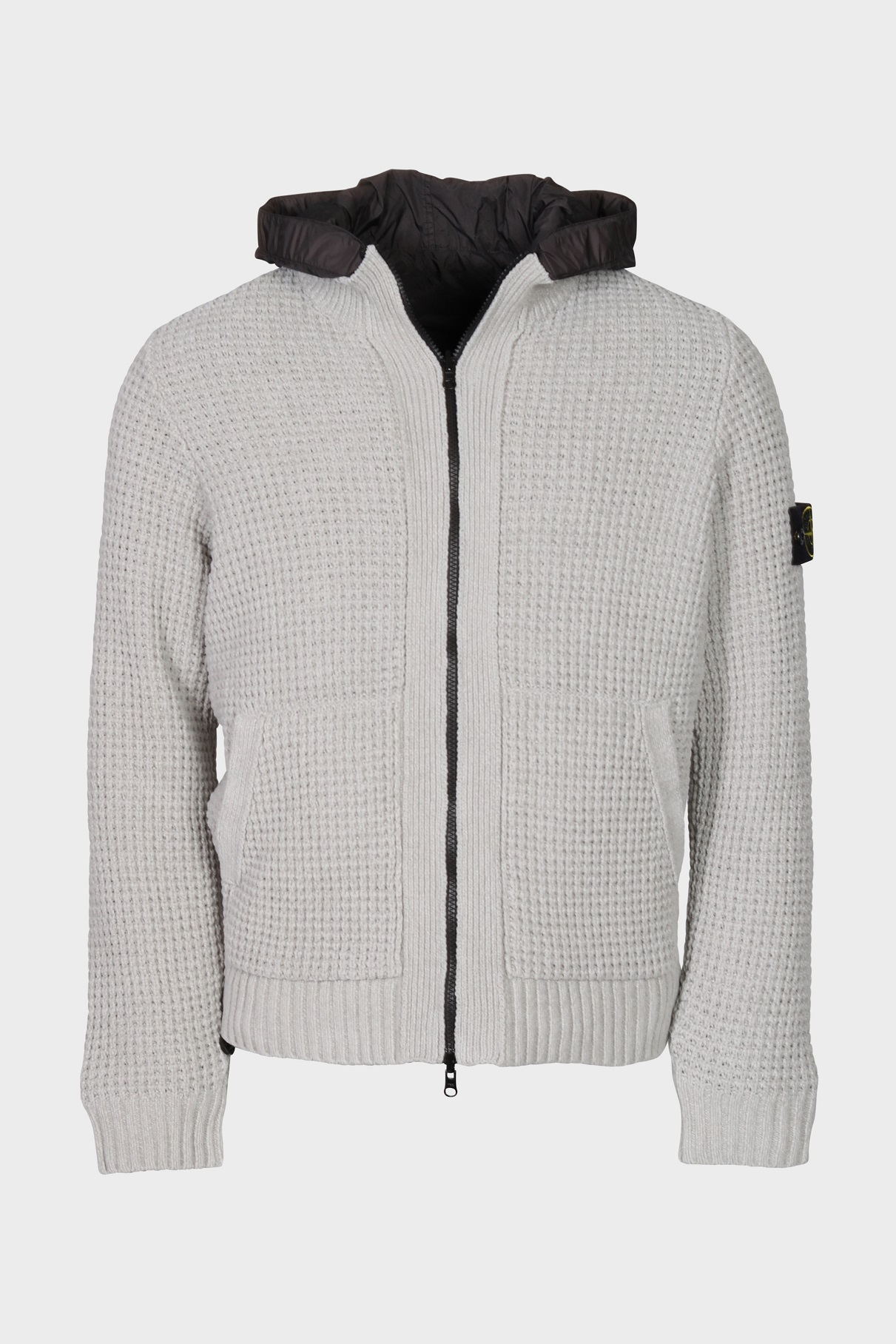 STONE ISLAND Padded Cotton Knit Jacket in Light Grey