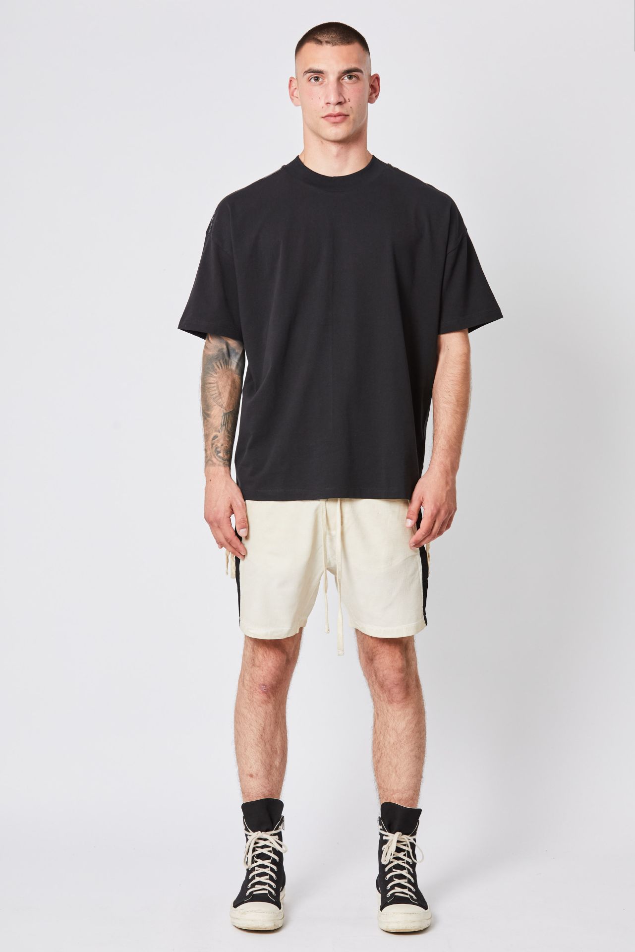 Thom Krom Oversize T-Shirt with Stitches in Black
