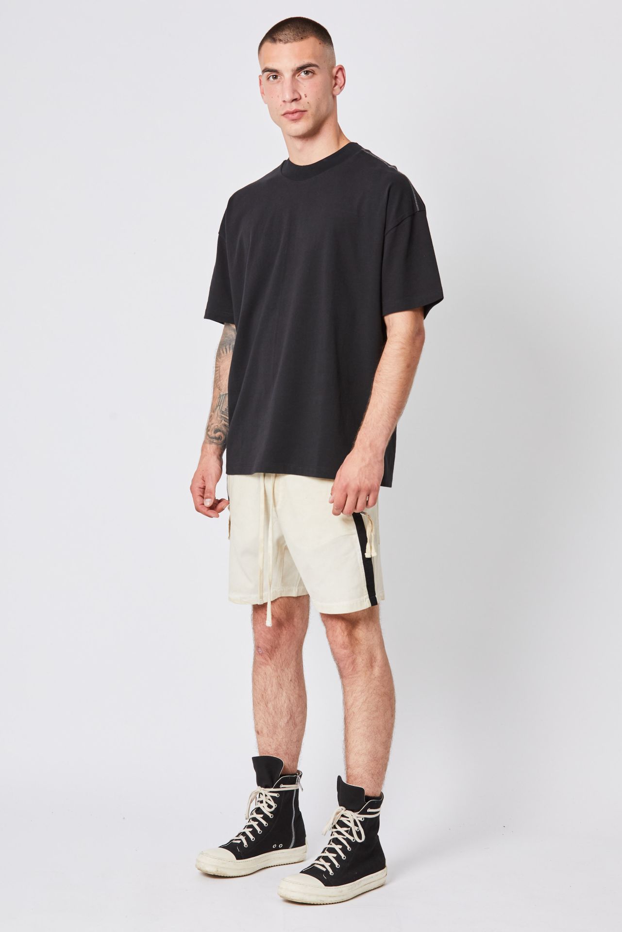 Thom Krom Oversize T-Shirt with Stitches in Black